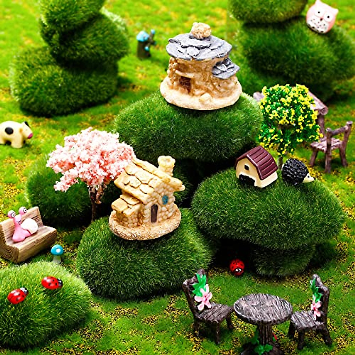Skylety 64 Pieces Miniature Fairy Garden Accessories Mini Animals Miniature Ornament Kit Animal Figurines Animals Miniature Micro Landscape Accessories for Dollhouse Decoration Plant House Decor