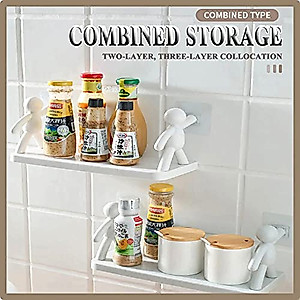 Limen The Kitchen Toilet Receive Shelf, 2022 Upgrade Rustic Bathroom Floating Shelves, Premium Cartoon Punching-Free Wall Mounted Shelf Bathroom Kitchen Racks and Shelves for Storage (White, 4Pcs)