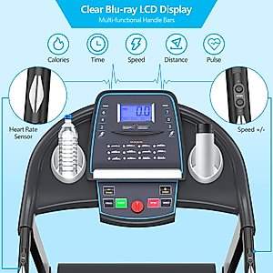 GYMAX Foldable Treadmill, 2.25HP Manual Incline Running Machine with LCD Display, 12 Preset Programs & Heart Rate Monitor, 17inch Wide Running Machine for Cardio Training, Home Gym Exercise Workout