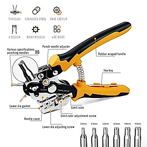 Leather Hole Punch Tools Multifunction Hole Puncher,Very Effortless Get Perfect Holes for Leather and Belt,Cardboard,Plastic,Creative Gifts for DIY Lovers