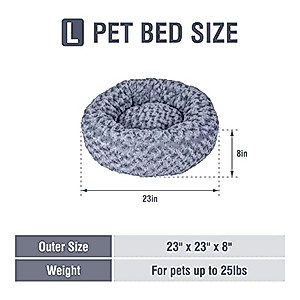 PAWOLOGY Ultra Calming Cuddler Plush Donut Beds, Beanbag Style Ball Bed, Non-Slip Bottom,Washable, for Dogs/Cats/Small Animal, 23 inch, Dark Grey