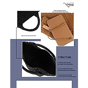 Designer Woven Tote Bag + Purse Women Neoprene Tote Handbag Fashion Large Shoulder Top-Handle Travel Bag Underarm Shopper Bag Black