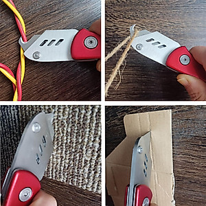 Utility Knife/Box Cutter/Electrician knife/Carpet knife Folding with Safe Lock-Back+Nylon Pouch+10 Extra SK5 Replacement Blades+10 Utility Hook Razor Blades Red