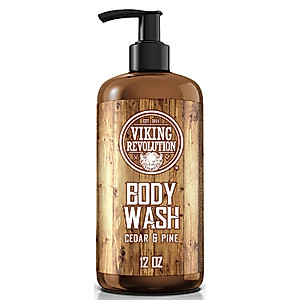 Viking Revolution Men's Body Wash - Cedar and Pine Oil Body Wash for Men - Mens Natural Body Wash with Vitamin E and Oregano Oil - Mens Shower Gel Liquid Soap - Cedar Oil Mens Bodywash (2 Pack, 12oz)
