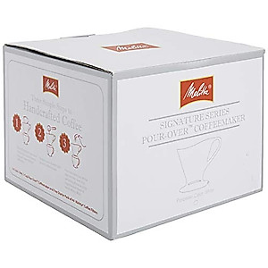 Melitta 1 Cup Porcelain Pour-Over Cone Coffeemaker, Glossy White