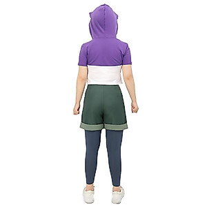 DAZCOS Women's US Size Purple White Hoodie Cosplay Costume Outfit with Tights (Medium)
