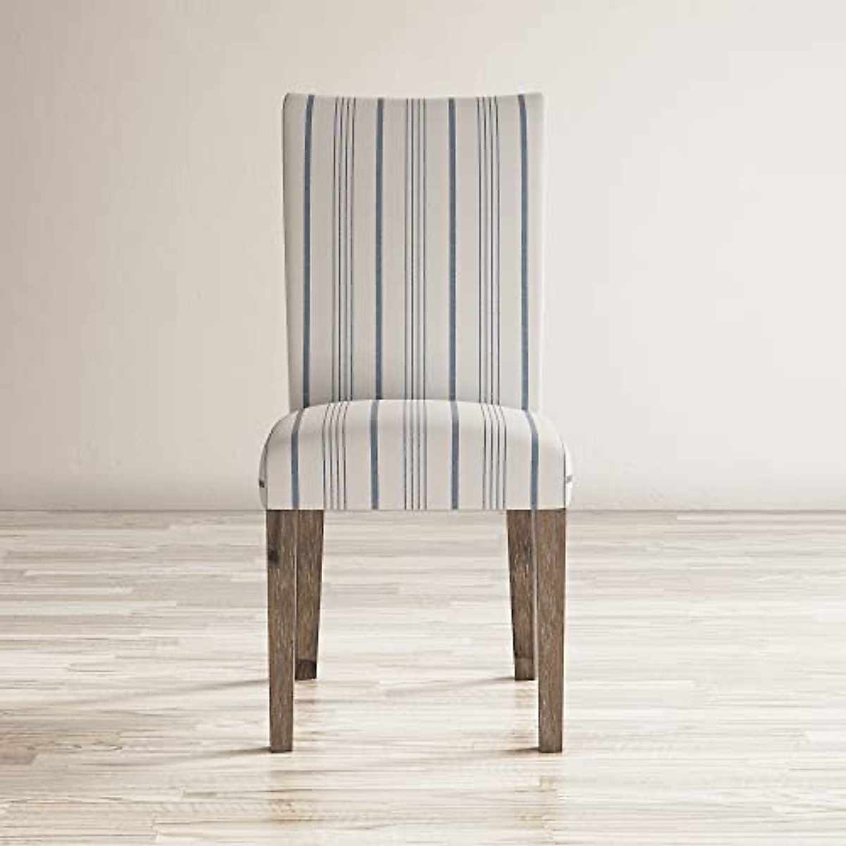 Jofran Eastern Tides Upholstered Parsons Dining Chair, Off-White with Blue Stripes