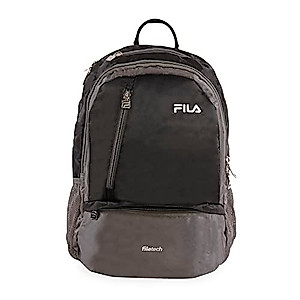 Fila Duel Tablet and Laptop Backpack, Black/Grey, One Size