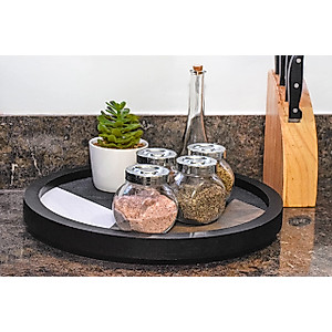 HOME BREEZES Mountain Wood Lazy Susan Wooden Turntable-14 inches Diameter-Table Top Rotating Serving Tray. Round Tray for Dinning Room, Living Room, Kitchen.