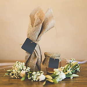 100 PCS Kraft Paper Gift Tags with 100 Feet Jute Twine 2.7’’x 1.5’’ Vintage Wedding Name Tags Price Hang Tags (Black)