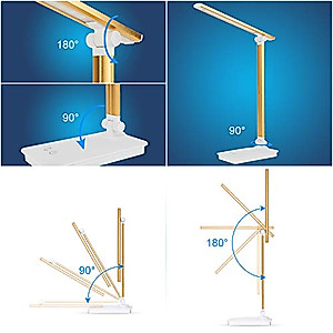 Lapeort LED Desk Lamp with USB Charging Port, Dimmable Eye-Caring Desk Lamp for Home Office, Touch Control Cute Table Lamp with 5 Lighting Modes, 3 Level Brightness