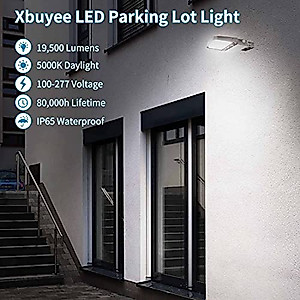 Xbuyee 150W LED Parking Lot Light with Dusk to Dawn Photocell, Dimmable Commercial Outdoor Shoebox Lights with Trunnion Mount, 130LM/W 5000K 100-277V IP65, Power Selectable (75W/100W/150W) ETL Listed