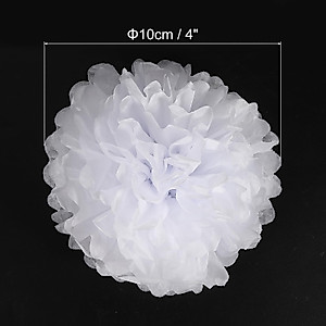 PATIKIL 4" Tissue Pom Poms Flowers, 10 Pack Paper Flower Ball for Wedding Bridal Shower Birthday Bachelorette Party Backdrop Decoration, White