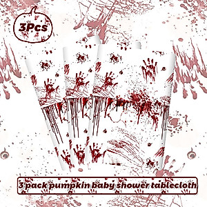 MEHOFOND Halloween Bloody Handprint Party Tablecloth Horror Theme Tablecloth Have a Killer Birthday Table Cover Decorations for Halloween Birthday Party Supplies Favors 54x108in