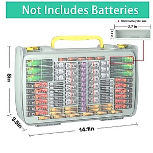 Large Capacity 269 Battery Organizer Storage Case with Tester, Double-Side Battery Holder Container for AA AAA AAAA C D 9V Lithium 3V CR123 CR2032 CR1632 18650 Batteries(Box Only) (Grey)