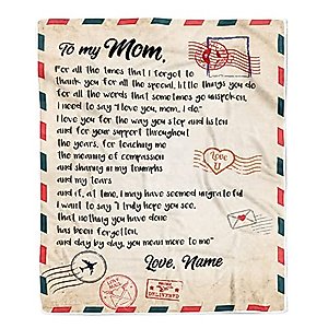 Personalized to My Mom Blanket from Daughter Son Love Letter Mail to Mom Birthday Mothers Day Christmas Customized Fleece Sherpa Blanket