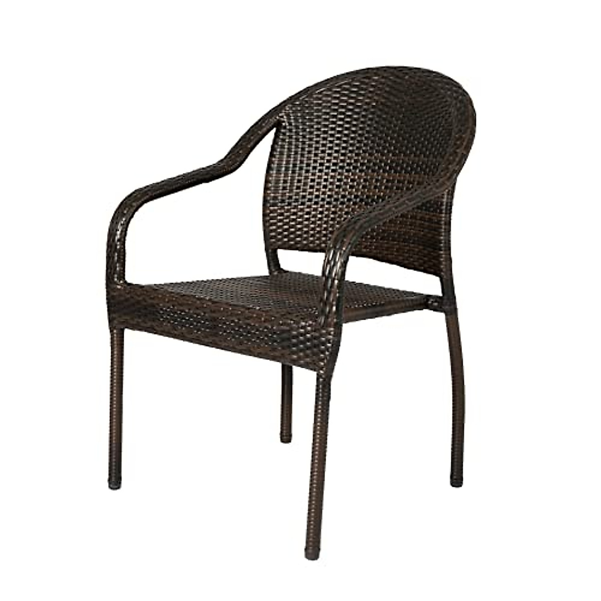 Patio Sense 63490 Rhodos Cafe Stacking Chairs in Mocha All Weather Wicker Construction No Assembly Lightweight for Indoor & Outdoor - Set of 4