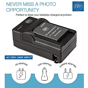 BM Premium 2 EN-EL12 Batteries and Charger for Nikon Coolpix A1000 B600 W300 A900 AW100 AW110 AW120 AW130 S6300 S8100 S8200 S9050 S9200 S9300 S9400 S9500 S9700 S9900 P310 P330 P340 KeyMission 170, 360