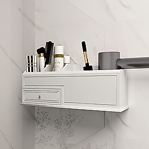 WELLAND Wood Hair Dryer Holder, Hair Tool Organizer, Curling Iron Holder Hair Styling Tool Organizer for Bathroom, White