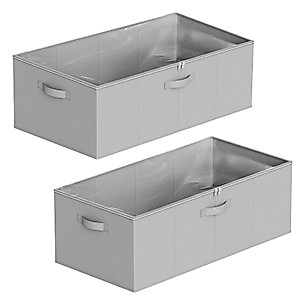 SpaceAid 2 Pack 10" High Under Bed Storage Containers, Large Underbed Storage Organizer Bins with Lids for Bedroom, Dorm, Clothes, Closet Organization, Bed Sheets and Blankets (Gray)