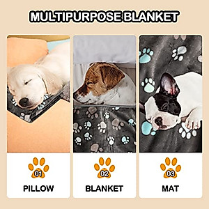 1 Pack 3 Blankets for Dogs Blankets for Large Dogs Medium Dog Blanket Super Soft Fluffy Premium Fleece Pet Blanket Flannel Throw for Dog Puppy Cat Paw Blanket，Gray，41x31inch