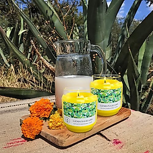 Outdoor Decorative Yellow Large Citronella Candle, 16oz, Glass, Strong Lemongrass Scented Candles, for Patio Decor, Outside Table Decor, Camping Accessories, Beautiful Candle Jars