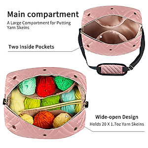 Tynzol Crochet Bag Organizer, Yarn Bag-Knitting Storage, Knitting Crochet Accessories, Crochet Hook Case, Knitting & Crochet Supplies, Yarn Holder for Crocheting On The Go Pink