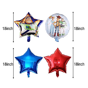 Toy Inspired Story Party Supplies Toy Story 5th Birthday Foil Balloons for Kids 5th Birthday Baby Shower Party Decorations (5th Birthday)