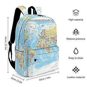 Backpack World Map And Flags School Bookbag for Boys Girls Computer Backpacks Book Bag Travel Hiking Camping Daypack