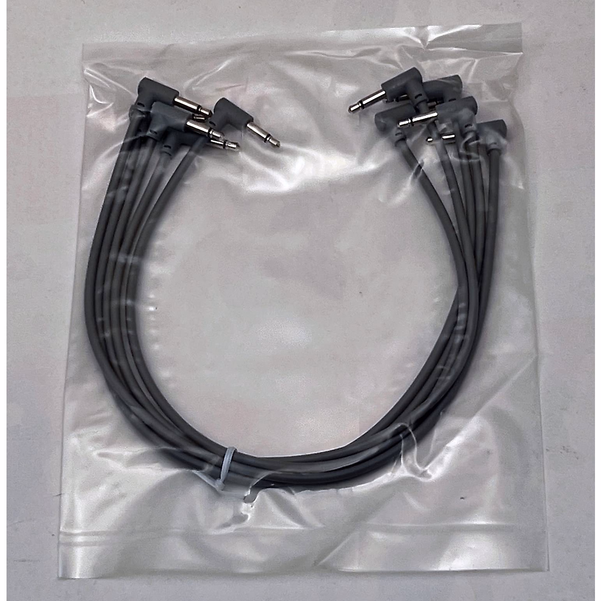 Starving Students Music Supplies Luigis Modular M-PAR Right Angled Eurorack Patch Cables - Package of 5 Gray Cables, 12" (30 cm)