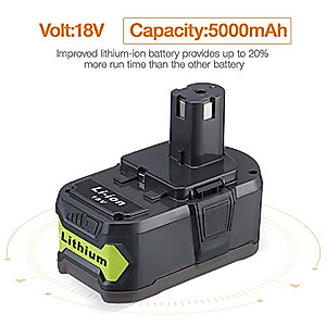 BABAKA 5000mAh P102 Battery Replacement for Ryobi 18V Lithium Battery with Charger Combo for Ryobi 18V ONE + P108 P107 P104 P105 P102 P103 Tools Charger with 260051002 P117 P118