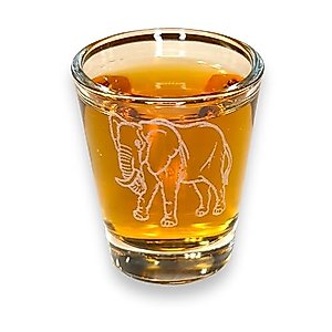 Hip Flask Plus 2oz Elephant Shot Glass - Wild Life
