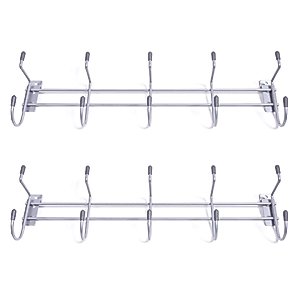 Crownwall Heavy Duty Steel Coat Hooks Bracket with 10 Pegs, Compatible Slat Wall Storage Organizer (2 Pack)