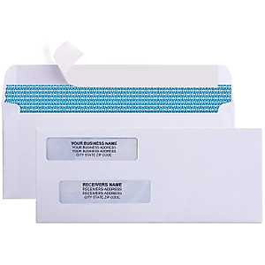 500#8 Double Window Self Seal Security Envelopes - for Business Checks, QuickBooks & Quicken Checks, Size 3 5/8 x 8 11/16 Inches - Checks Fit Perfectly - Not for Invoices, 500 Count(30180)