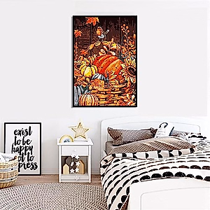 FQOVKYN Fall Paint by Number for Adults Canvas, Thanksgiving Pumpkins Paint by Numbers for Beginners, DIY Oil Paints for Canvas Painting Number Painting Kit for Home Decor Gifts 16 * 20 inch