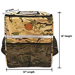 Thermal Insulated Reusable Food Delivery Backpack With Cup Holder and Receipt Pockets, Padded Handles, Ideal for UberEats, Doordash, Postmates, Outdoor use, Groceries(14 x 10 x 16 in - Green Camo)