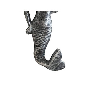 Handcrafted Nautical Decor Antique Silver Cast Iron Mermaid Hook 6" - Mermaid Decoration - Decorative Wall