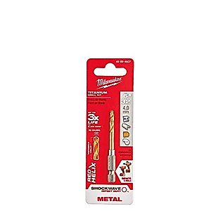 Milwaukee Electric Tool 48-89-4607 48-89-4617 Impact Drill Bit, 5/16" Diameter x 4.37" L, 2-39/64" 35 Degree Helix Flute, 1/4" Hex Shank