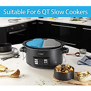 Reusable Slow Cooker Divider Crock pot divider silicon insert Foldable 3-8 Quart Silicone Slow Cooker liners Slow Cooker Liners Blue+Grey