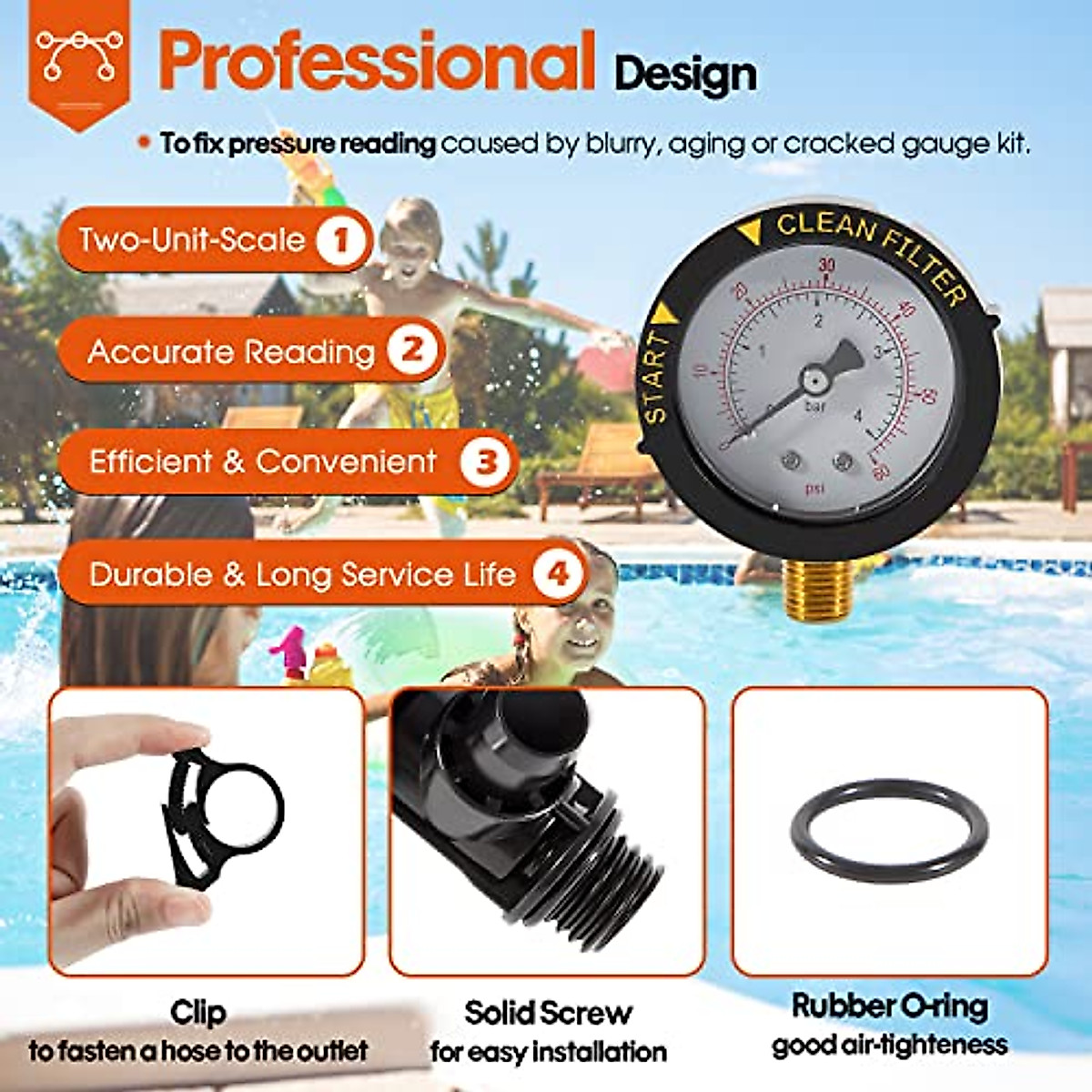 DearChan 98209800 High Flow Manual Relief Valve/Air Relief Manual Valve Assembly with Pressure Gauge, Replacement for Pool and Spa Filter