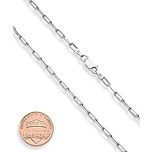 Miabella Solid 925 Sterling Silver Italian 2.5mm Paperclip Link Chain Necklace for Women Men, Made in Italy (Length 20 Inches)