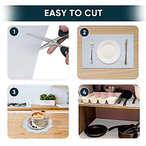 Shelf Liners for Kitchen Cabinets Non-Adhesive & Washable,Non Slip Cabinet Liners for Shelves Waterproof & Oil Proof,Clear Plastic Drawer Liner,Easy to Cut & Food-Grade EVA Material 12'' x 10' CT-1210