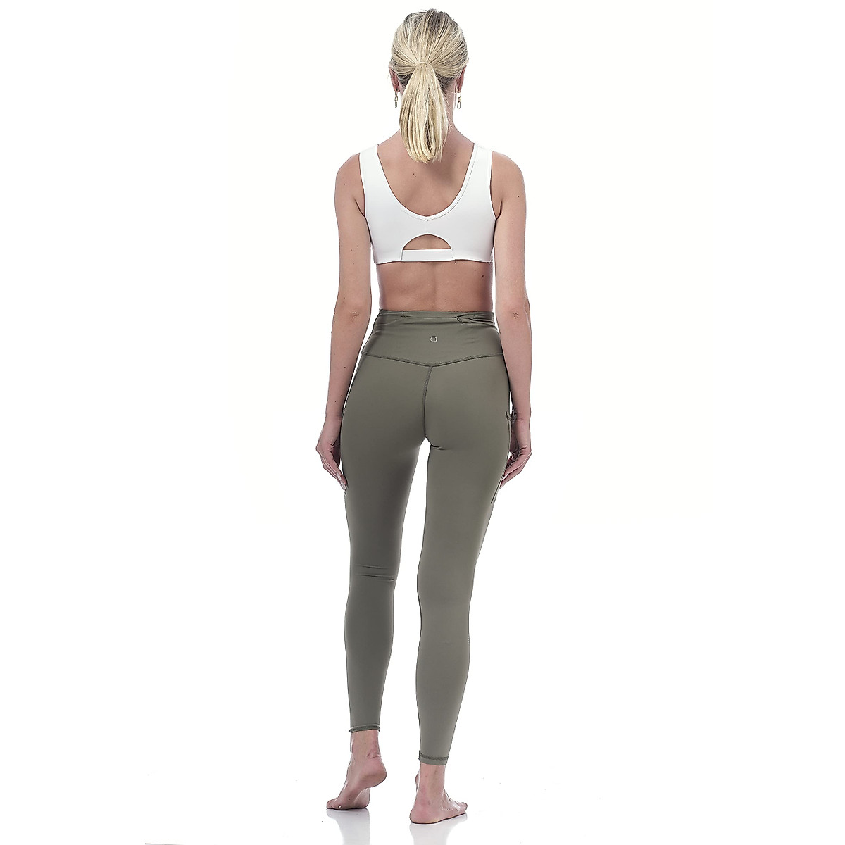 Allsense Women's High Waist Yoga Leggings with Inside and Back Zipper Pockets, Sports Gym Workout Running Pants S OliveGreen