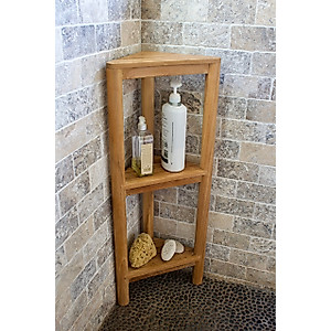 loveTEAK 3 Tier Corner Teak Shelf