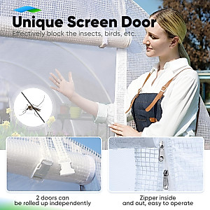Quictent Upgraded 20x10x6.6 FT Large Walk-in Greenhouse for Outdoors, Heavy Duty High Tunnel Green House w/ PE Cover 2 Zipper Screen Doors Galvanized Steel Frame Garden Plant Hot House 20 Stakes White
