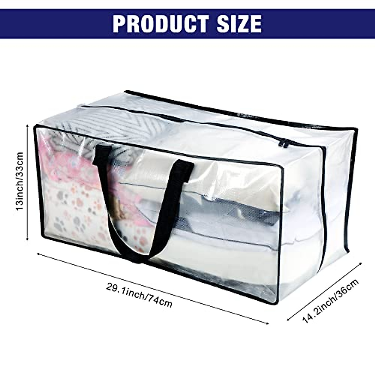 CHUMIA 16 Pieces Heavy Duty Extra Large Clear Storage Bags Backpack Straps Strong Handles Bags Reusable Clear Bags Space Saving Packing Bags for Moving, College Dorm, Traveling, Christmas Decorations