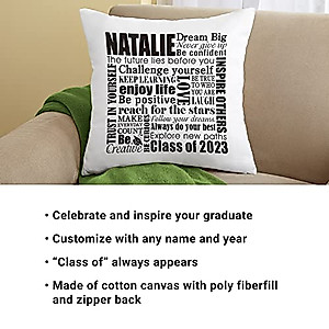 Let's Make Memories Personalized Dream Big Graduation Pillow - Celebrate The Grad - Class of 2023 - Customize with Name & Year - Black/White