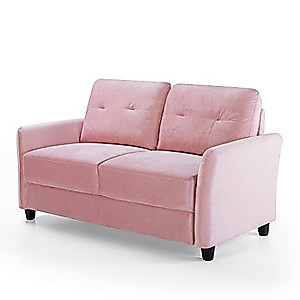 ZINUS Ricardo Velvet Loveseat Sofa, Easy, Tool-Free Assembly, Blush Velvet