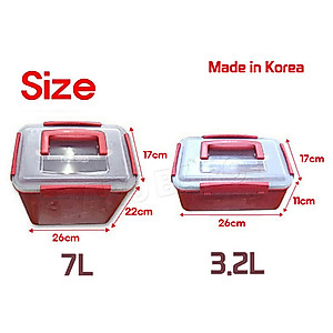 Generic Food Storage Container Kimchi Fermentation Compatible with Samsung LG All Refrigerator 7L 3.2L Set, RED