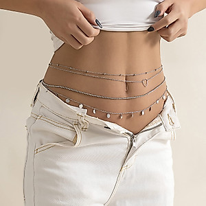 Gold Waist Chain Layered Belly Chain Dainty Boho Body Chain Jewelry for Women Snake Belly Chains Summer Outfits for Women Body Jewelry Gifts